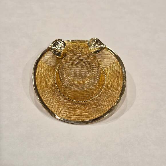 Unbranded | Jewelry | Vintage Ladies Wide Brimmed Hat Bright Gold Toned ...